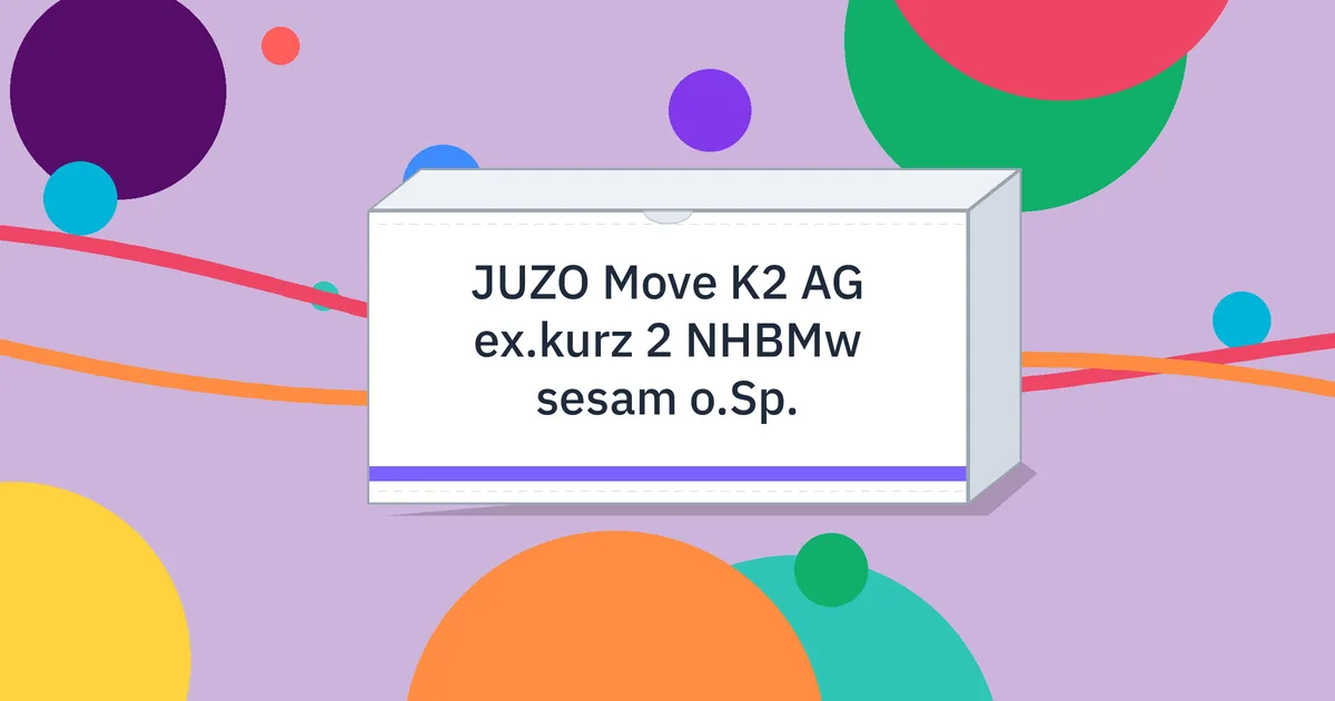 Symbolbild: Packung mit der Aufschrift JUZO Move K2 AG ex.kurz 2 NHBMw sesam o.Sp. (PZN 18533464) – Verfügbarkeit und Bezug in Apotheken in Frankfurt am Main