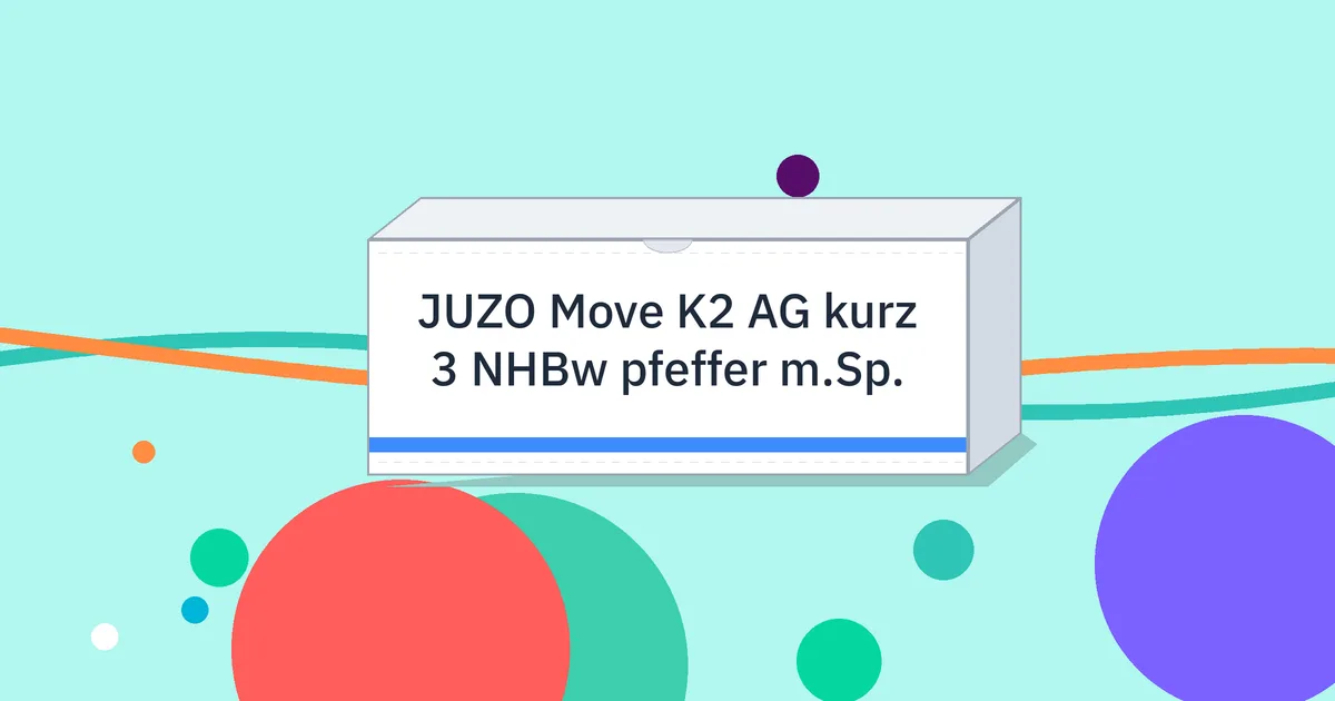 Symbolbild: Packung mit der Aufschrift JUZO Move K2 AG kurz 3 NHBw pfeffer m.Sp. (PZN 16640842) – Verfügbarkeit und Bezug in Apotheken in Frankfurt am Main