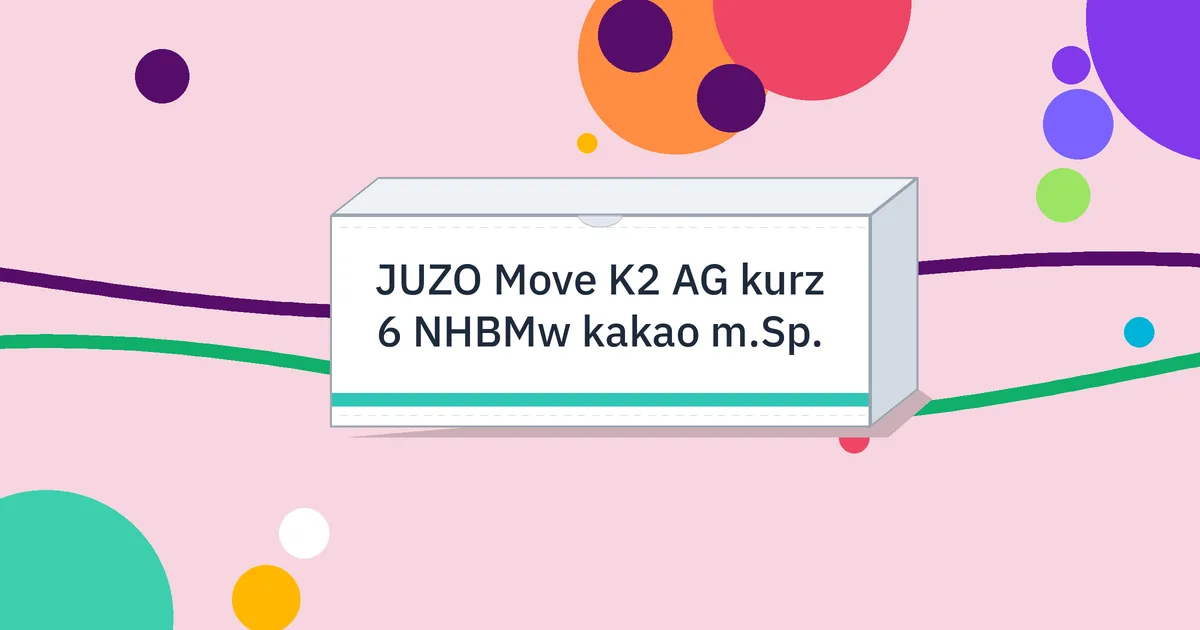 Symbolbild: Packung mit der Aufschrift JUZO Move K2 AG kurz 6 NHBMw kakao m.Sp. (PZN 18559245) – Verfügbarkeit und Bezug in Apotheken in Frankfurt am Main