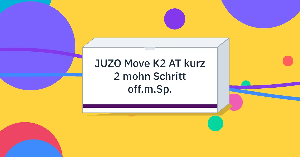 Symbolbild: Packung mit der Aufschrift JUZO Move K2 AT kurz 2 mohn Schritt off.m.Sp. (PZN 20674568) – Verfügbarkeit und Bezug in Apotheken in Frankfurt am Main