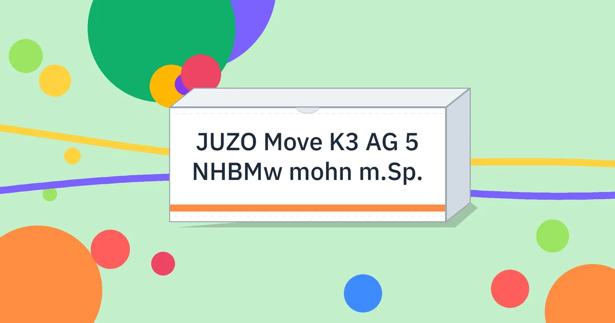 Symbolbild: Packung mit der Aufschrift JUZO Move K3 AG 5 NHBMw mohn m.Sp. (PZN 18586851) – Verfügbarkeit und Bezug in Apotheken in Frankfurt am Main