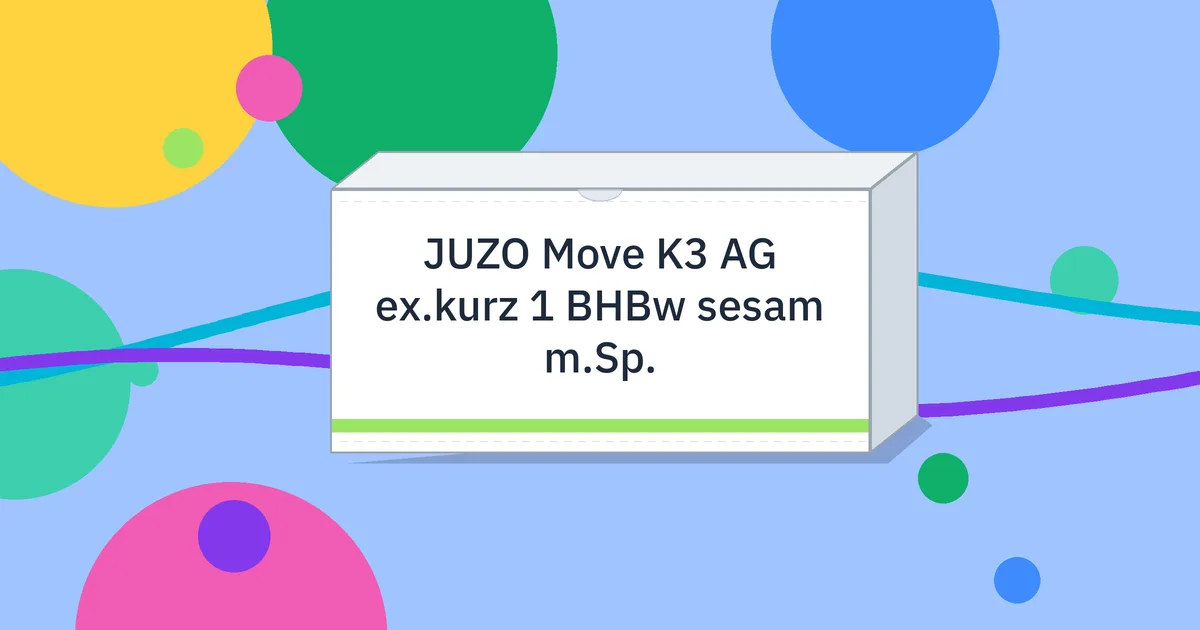 Symbolbild: Packung mit der Aufschrift JUZO Move K3 AG ex.kurz 1 BHBw sesam m.Sp. (PZN 18583812) – Verfügbarkeit und Bezug in Apotheken in Frankfurt am Main