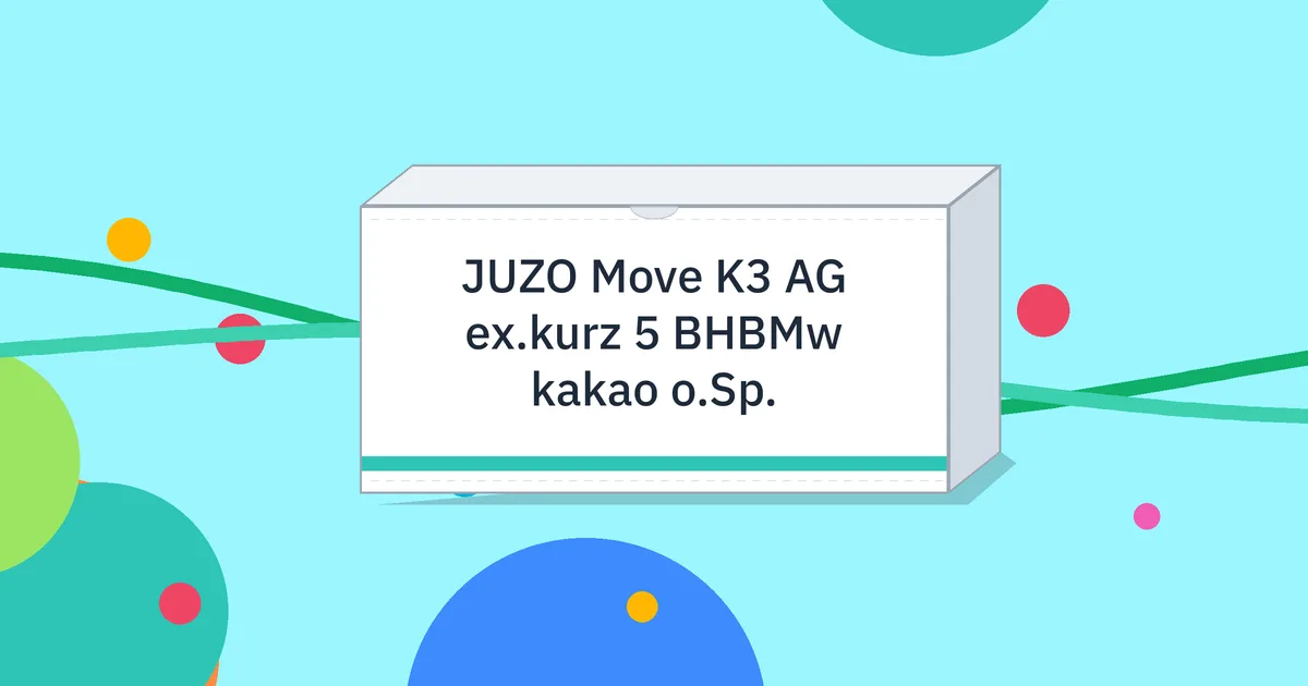 Symbolbild: Packung mit der Aufschrift JUZO Move K3 AG ex.kurz 5 BHBMw kakao o.Sp. (PZN 18598191) – Verfügbarkeit und Bezug in Apotheken in Frankfurt am Main