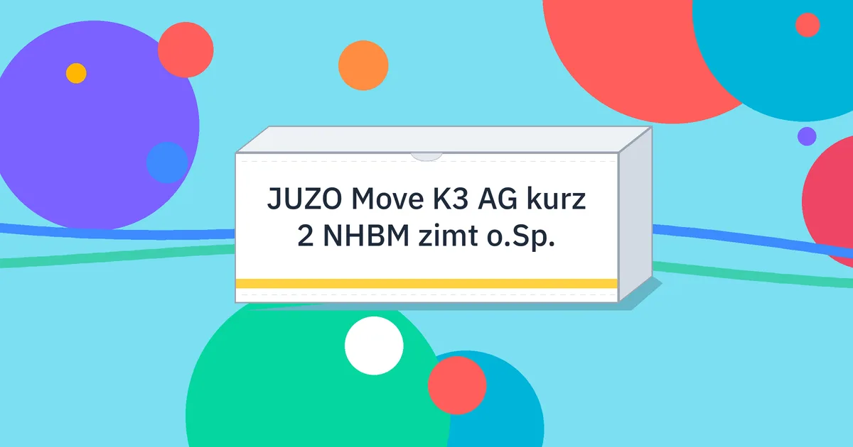 Symbolbild: Packung mit der Aufschrift JUZO Move K3 AG kurz 2 NHBM zimt o.Sp. (PZN 18580676) – Verfügbarkeit und Bezug in Apotheken in Frankfurt am Main