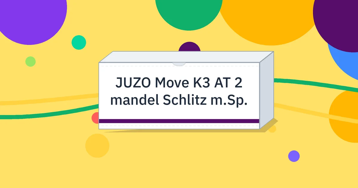 Symbolbild: Packung mit der Aufschrift JUZO Move K3 AT 2 mandel Schlitz m.Sp. (PZN 20678069) – Verfügbarkeit und Bezug in Apotheken in Frankfurt am Main