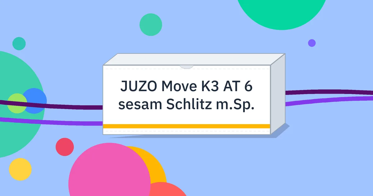 Symbolbild: Packung mit der Aufschrift JUZO Move K3 AT 6 sesam Schlitz m.Sp. (PZN 20677957) – Verfügbarkeit und Bezug in Apotheken in Frankfurt am Main