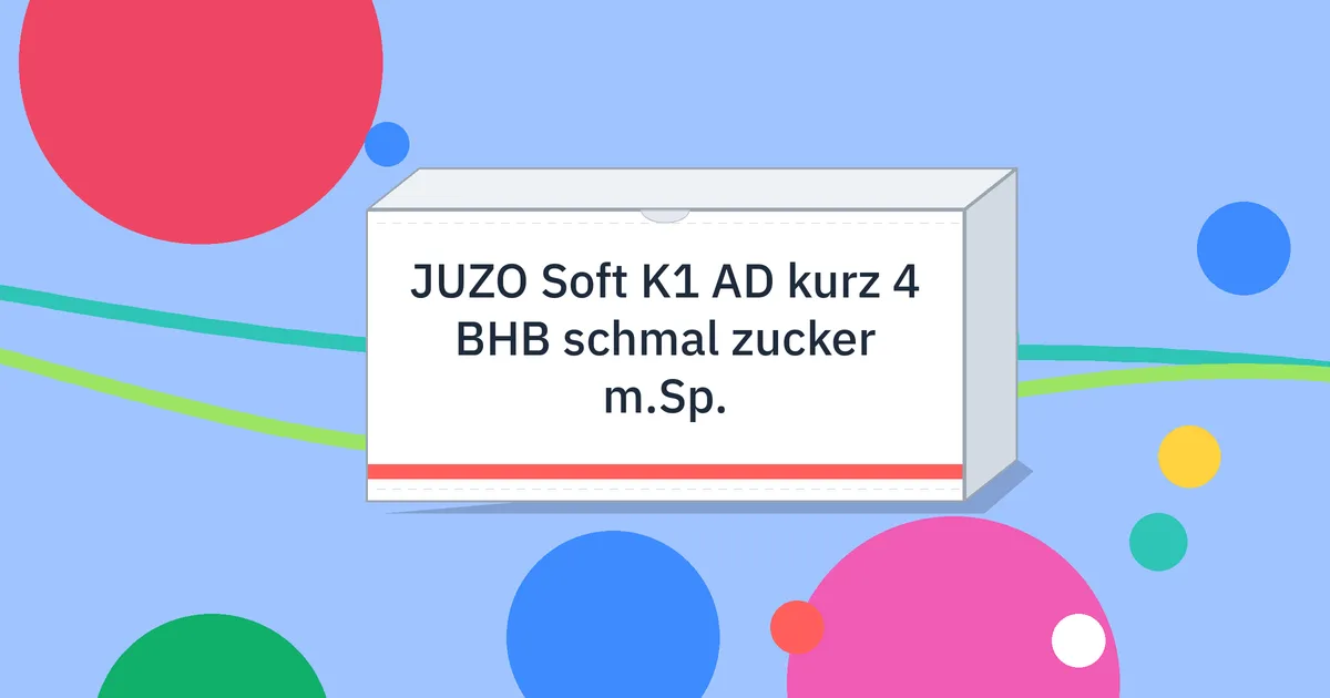 Symbolbild: Packung mit der Aufschrift JUZO Soft K1 AD kurz 4 BHB schmal zucker m.Sp. (PZN 15461451) – Verfügbarkeit und Bezug in Apotheken in Frankfurt am Main