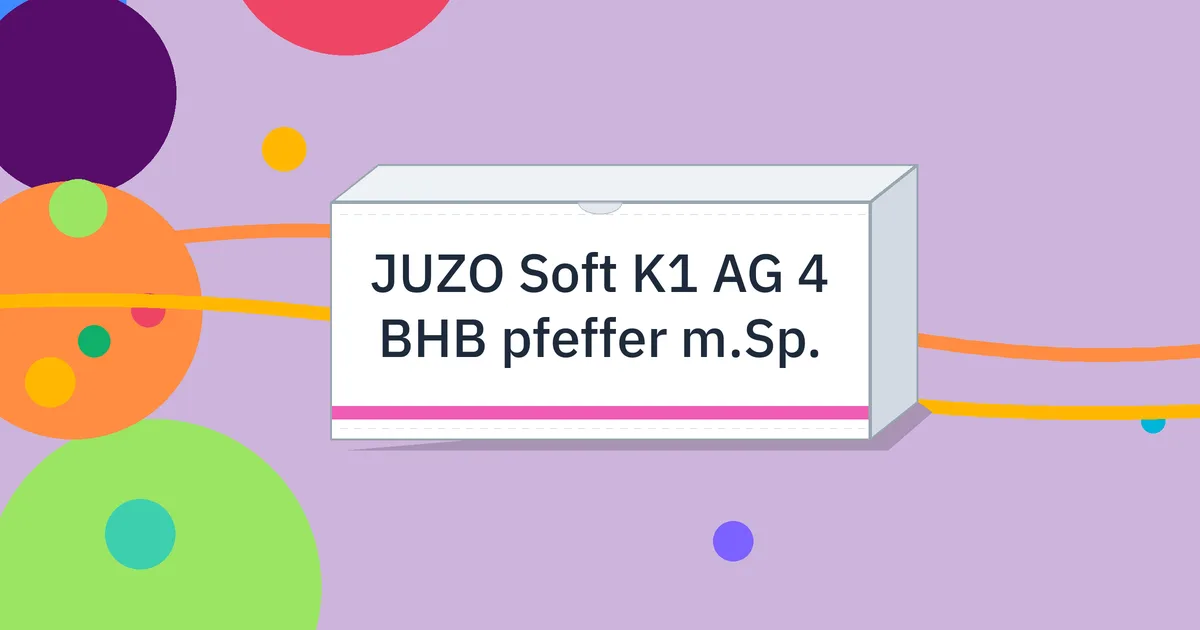 Symbolbild: Packung mit der Aufschrift JUZO Soft K1 AG 4 BHB pfeffer m.Sp. (PZN 14820698) – Verfügbarkeit und Bezug in Apotheken in Frankfurt am Main