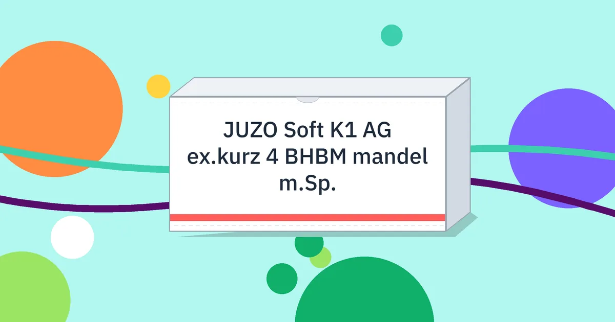 Symbolbild: Packung mit der Aufschrift JUZO Soft K1 AG ex.kurz 4 BHBM mandel m.Sp. (PZN 14856503) – Verfügbarkeit und Bezug in Apotheken in Frankfurt am Main