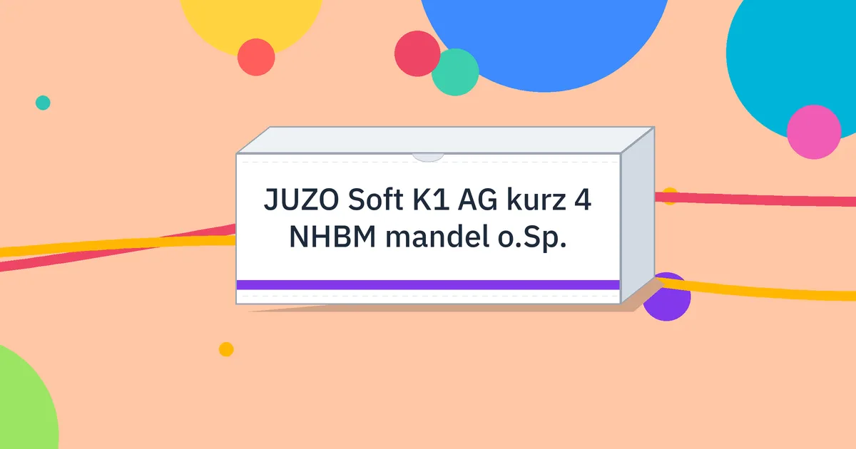 Symbolbild: Packung mit der Aufschrift JUZO Soft K1 AG kurz 4 NHBM mandel o.Sp. (PZN 15016314) – Verfügbarkeit und Bezug in Apotheken in Frankfurt am Main