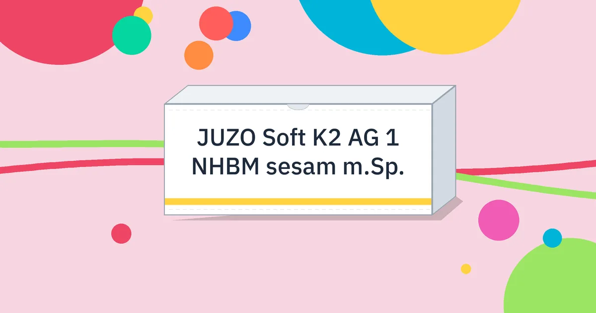 Symbolbild: Packung mit der Aufschrift JUZO Soft K2 AG 1 NHBM sesam m.Sp. (PZN 15018431) – Verfügbarkeit und Bezug in Apotheken in Frankfurt am Main