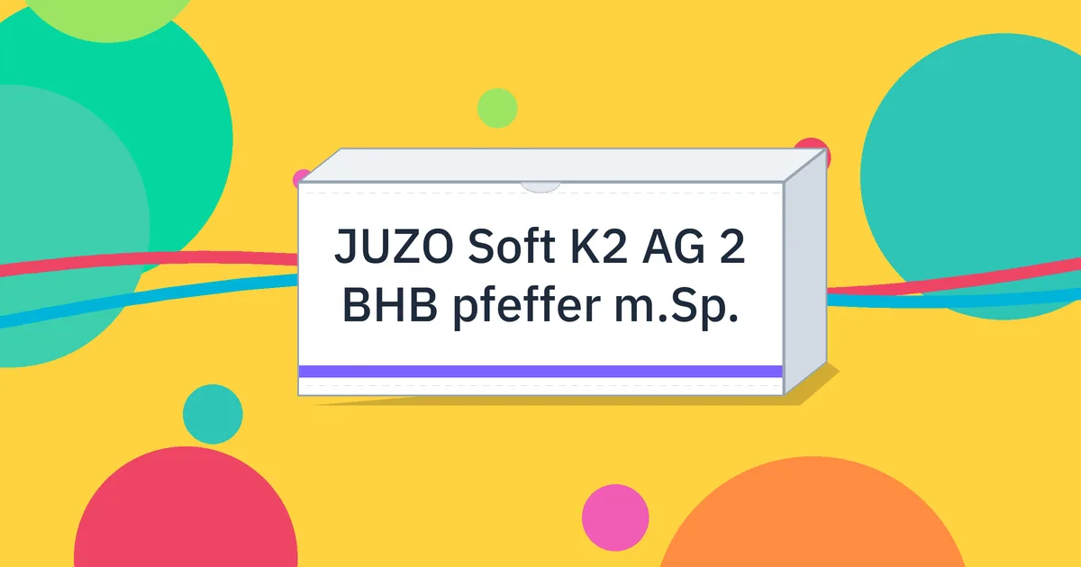Symbolbild: Packung mit der Aufschrift JUZO Soft K2 AG 2 BHB pfeffer m.Sp. (PZN 14824638) – Verfügbarkeit und Bezug in Apotheken in Frankfurt am Main