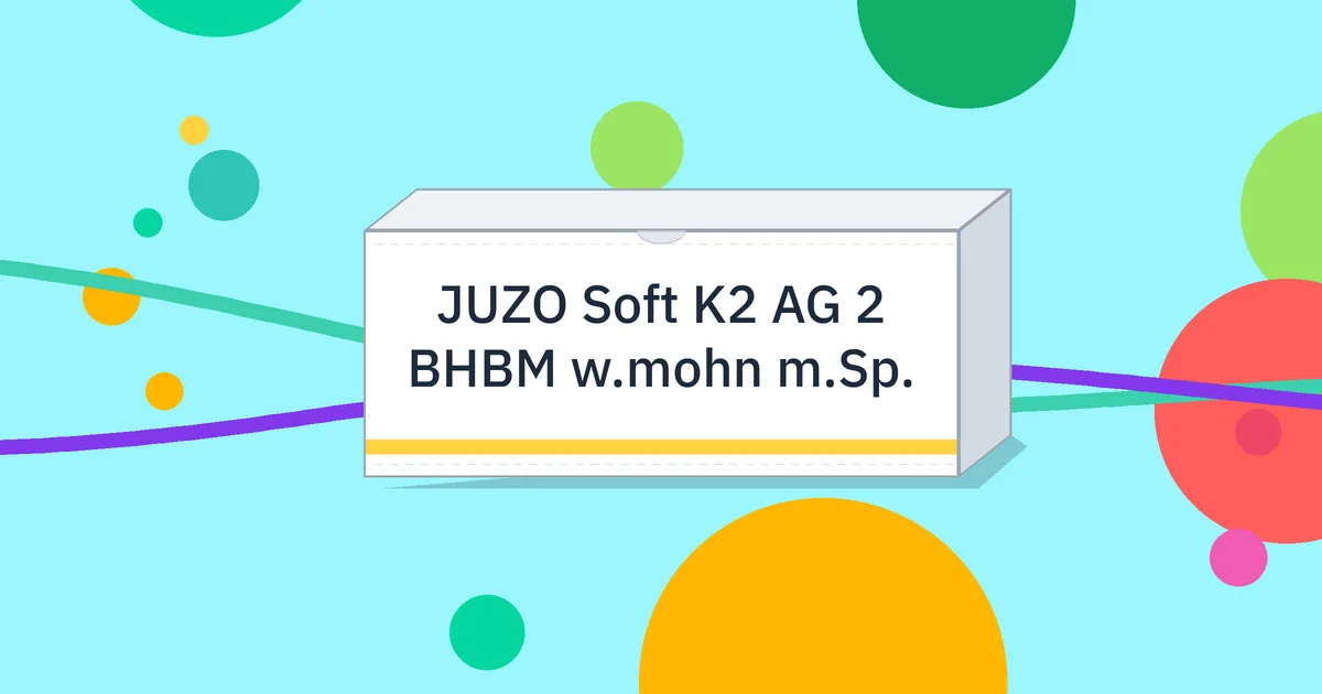 Symbolbild: Packung mit der Aufschrift JUZO Soft K2 AG 2 BHBM w.mohn m.Sp. (PZN 14867116) – Verfügbarkeit und Bezug in Apotheken in Frankfurt am Main