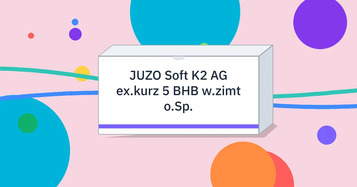 Symbolbild: Packung mit der Aufschrift JUZO Soft K2 AG ex.kurz 5 BHB w.zimt o.Sp. (PZN 14843966) – Verfügbarkeit und Bezug in Apotheken in Frankfurt am Main