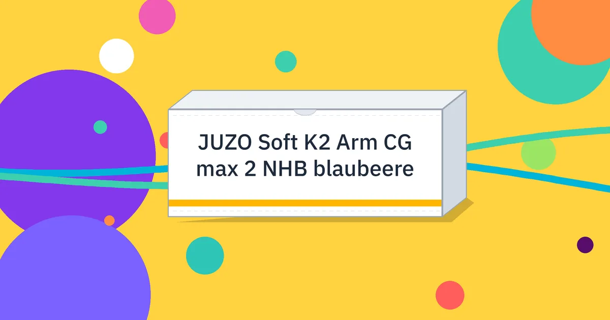 Symbolbild: Packung mit der Aufschrift JUZO Soft K2 Arm CG max 2 NHB blaubeere (PZN 15512792) – Verfügbarkeit und Bezug in Apotheken in Frankfurt am Main
