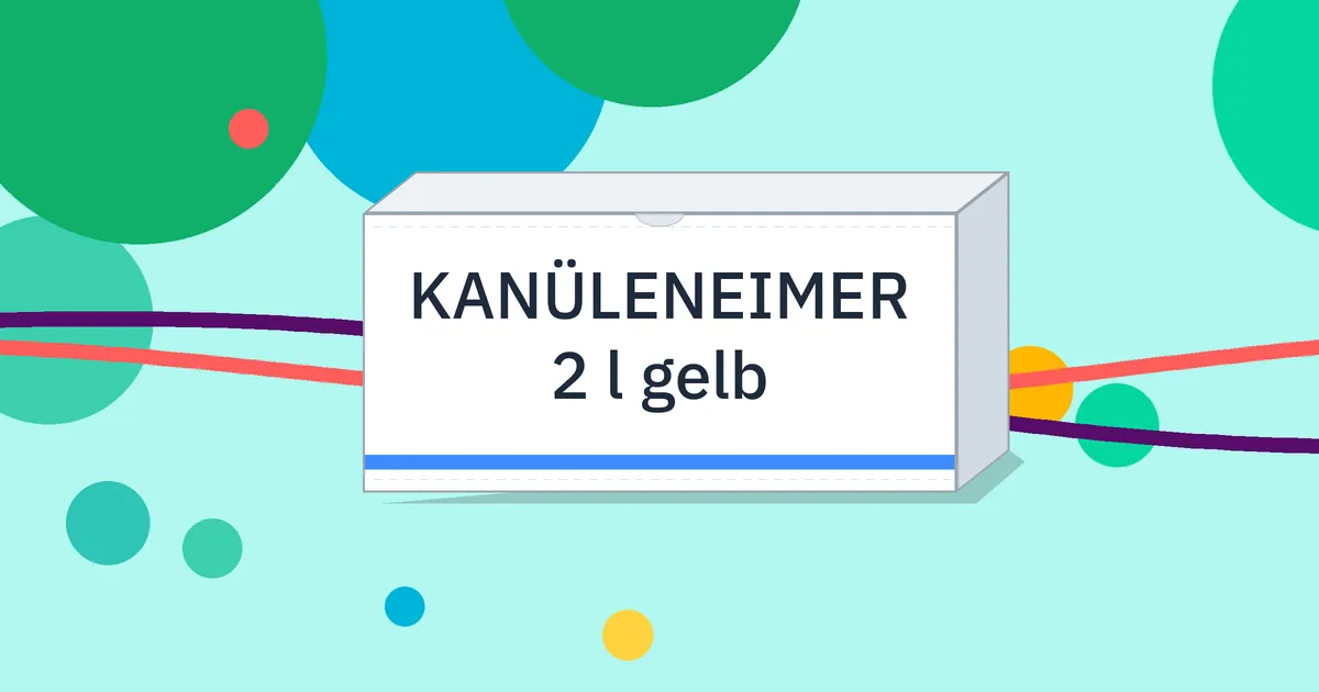 Symbolbild: Packung mit der Aufschrift KANÜLENEIMER 2 l gelb (PZN 03845117) – Verfügbarkeit und Bezug in Apotheken in Frankfurt am Main
