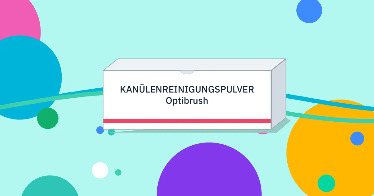 Symbolbild: Packung mit der Aufschrift KANÜLENREINIGUNGSPULVER Optibrush (PZN 20062121) – Verfügbarkeit und Bezug in Apotheken in Frankfurt am Main