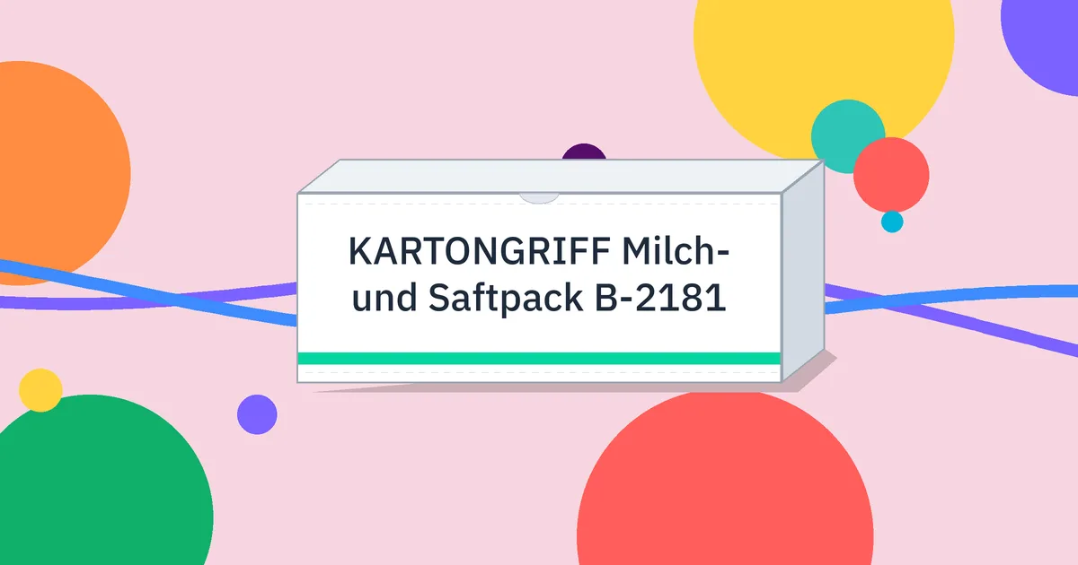 Symbolbild: Packung mit der Aufschrift KARTONGRIFF Milch- und Saftpack B-2181 (PZN 07559325) – Verfügbarkeit und Bezug in Apotheken in Frankfurt am Main