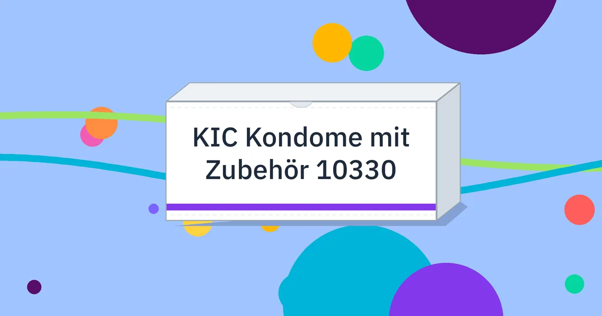 Symbolbild: Packung mit der Aufschrift KIC Kondome mit Zubehör 10330 (PZN 00591538) – Verfügbarkeit und Bezug in Apotheken in Frankfurt am Main