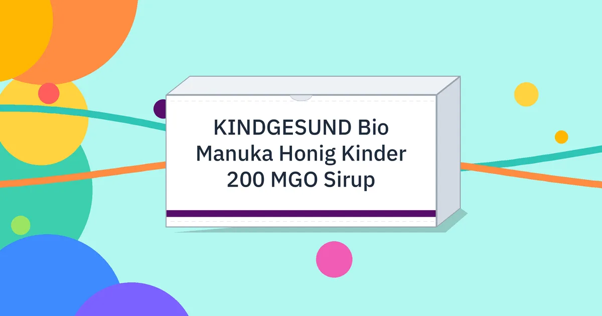 Symbolbild: Packung mit der Aufschrift KINDGESUND Bio Manuka Honig Kinder 200 MGO Sirup (PZN 18369332) – Verfügbarkeit und Bezug in Apotheken in Frankfurt am Main