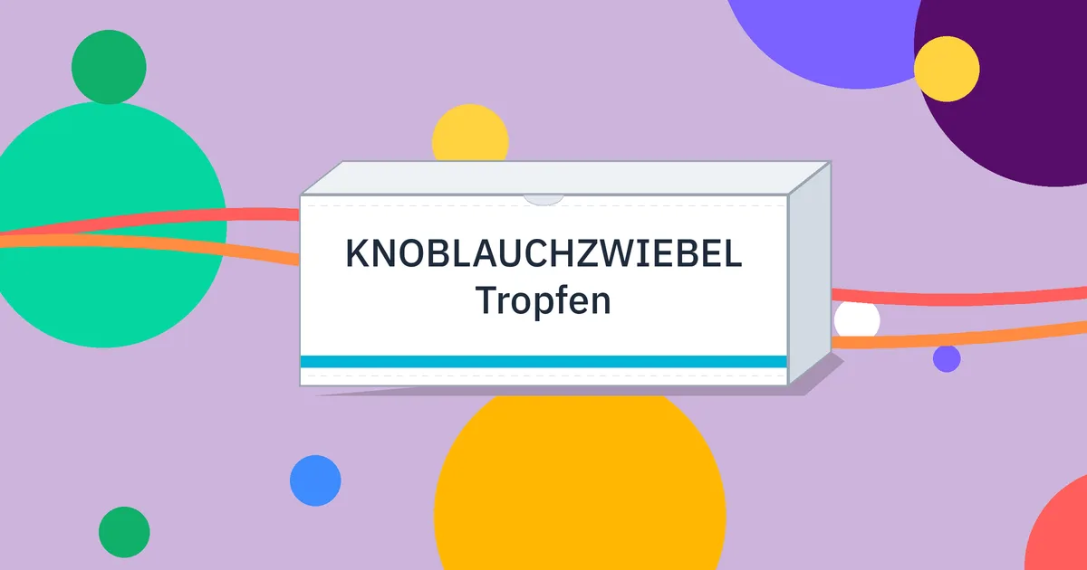 Symbolbild: Packung mit der Aufschrift KNOBLAUCHZWIEBEL Tropfen (PZN 17555133) – Verfügbarkeit und Bezug in Apotheken in Frankfurt am Main