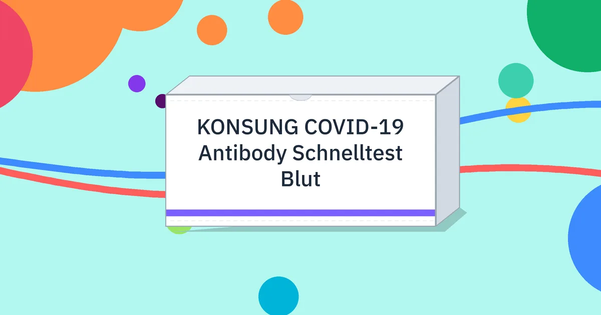 Symbolbild: Packung mit der Aufschrift KONSUNG COVID-19 Antibody Schnelltest Blut (PZN 16957786) – Verfügbarkeit und Bezug in Apotheken in Frankfurt am Main