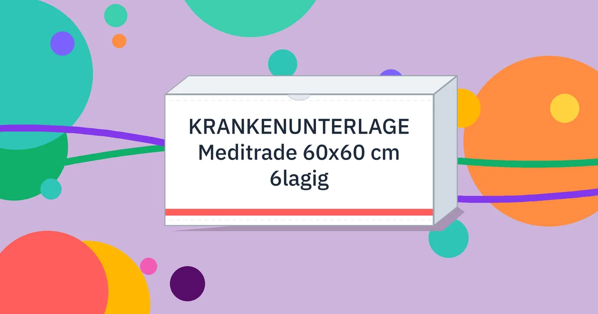 Symbolbild: Packung mit der Aufschrift KRANKENUNTERLAGE Meditrade 60x60 cm 6lagig (PZN 00560213) – Verfügbarkeit und Bezug in Apotheken in Frankfurt am Main