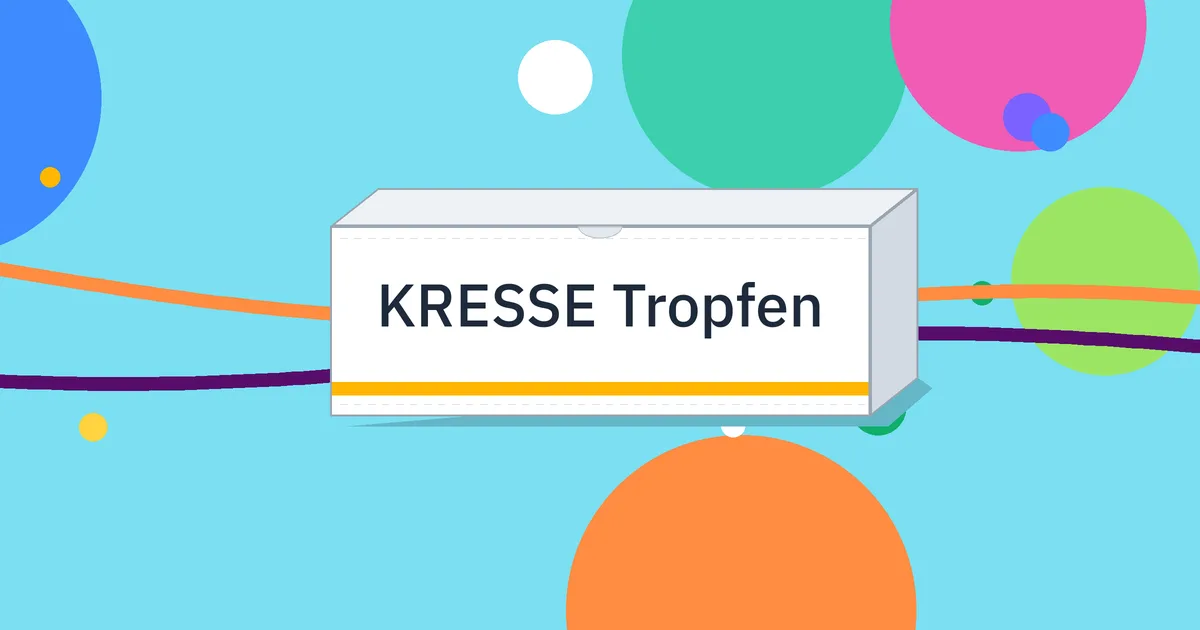 Symbolbild: Packung mit der Aufschrift KRESSE Tropfen (PZN 18717922) – Verfügbarkeit und Bezug in Apotheken in Frankfurt am Main