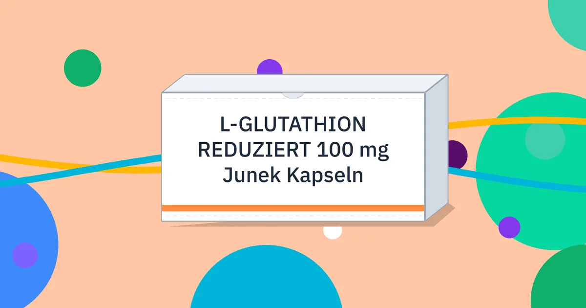 Symbolbild: Packung mit der Aufschrift L-GLUTATHION REDUZIERT 100 mg Junek Kapseln (PZN 09786114) – Verfügbarkeit und Bezug in Apotheken in Frankfurt am Main