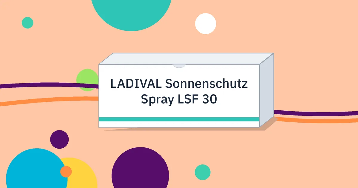 Symbolbild: Packung mit der Aufschrift LADIVAL Sonnenschutz Spray LSF 30 (PZN 09098331) – Verfügbarkeit und Bezug in Apotheken in Frankfurt am Main