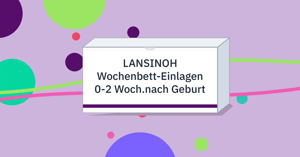 Symbolbild: Packung mit der Aufschrift LANSINOH Wochenbett-Einlagen 0-2 Woch.nach Geburt (PZN 18657232) – Verfügbarkeit und Bezug in Apotheken in Frankfurt am Main
