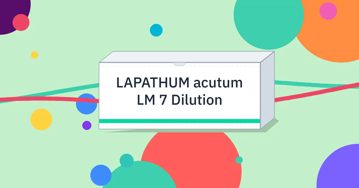 Symbolbild: Packung mit der Aufschrift LAPATHUM acutum LM 7 Dilution (PZN 13522622) – Verfügbarkeit und Bezug in Apotheken in Frankfurt am Main