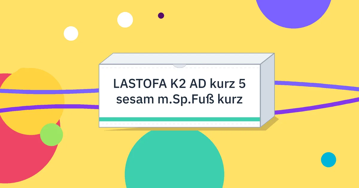 Symbolbild: Packung mit der Aufschrift LASTOFA K2 AD kurz 5 sesam m.Sp.Fuß kurz (PZN 13801084) – Verfügbarkeit und Bezug in Apotheken in Frankfurt am Main