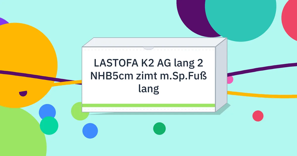 Symbolbild: Packung mit der Aufschrift LASTOFA K2 AG lang 2 NHB5cm zimt m.Sp.Fuß lang (PZN 13802942) – Verfügbarkeit und Bezug in Apotheken in Frankfurt am Main