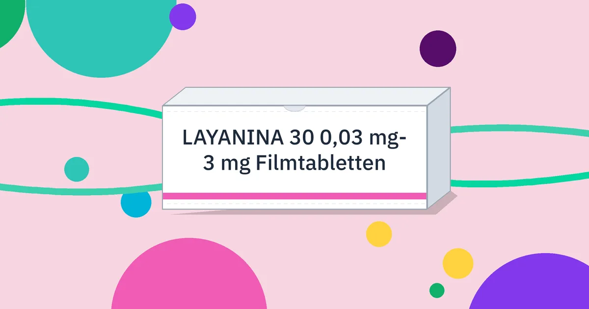 Symbolbild: Packung mit der Aufschrift LAYANINA 30 0,03 mg-3 mg Filmtabletten (PZN 11857040) – Verfügbarkeit und Bezug in Apotheken in Frankfurt am Main