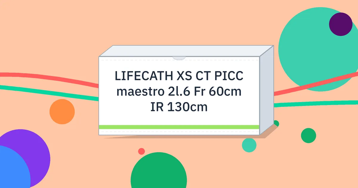 Symbolbild: Packung mit der Aufschrift LIFECATH XS CT PICC maestro 2l.6 Fr 60cm IR 130cm (PZN 19128145) – Verfügbarkeit und Bezug in Apotheken in Frankfurt am Main