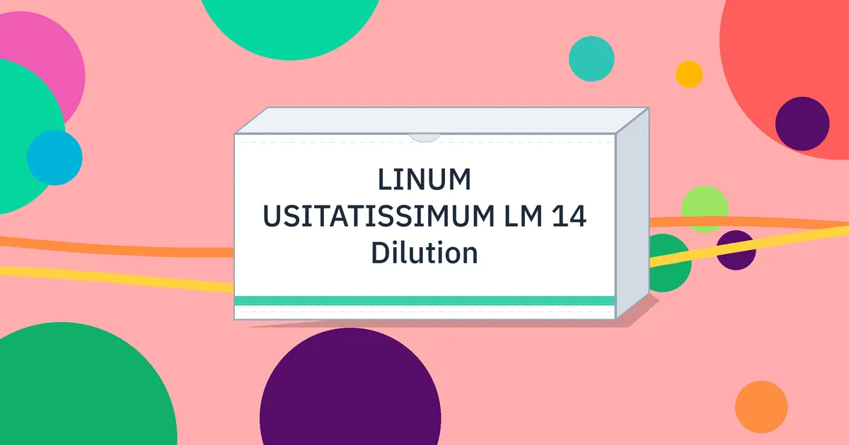 Symbolbild: Packung mit der Aufschrift LINUM USITATISSIMUM LM 14 Dilution (PZN 13530596) – Verfügbarkeit und Bezug in Apotheken in Frankfurt am Main