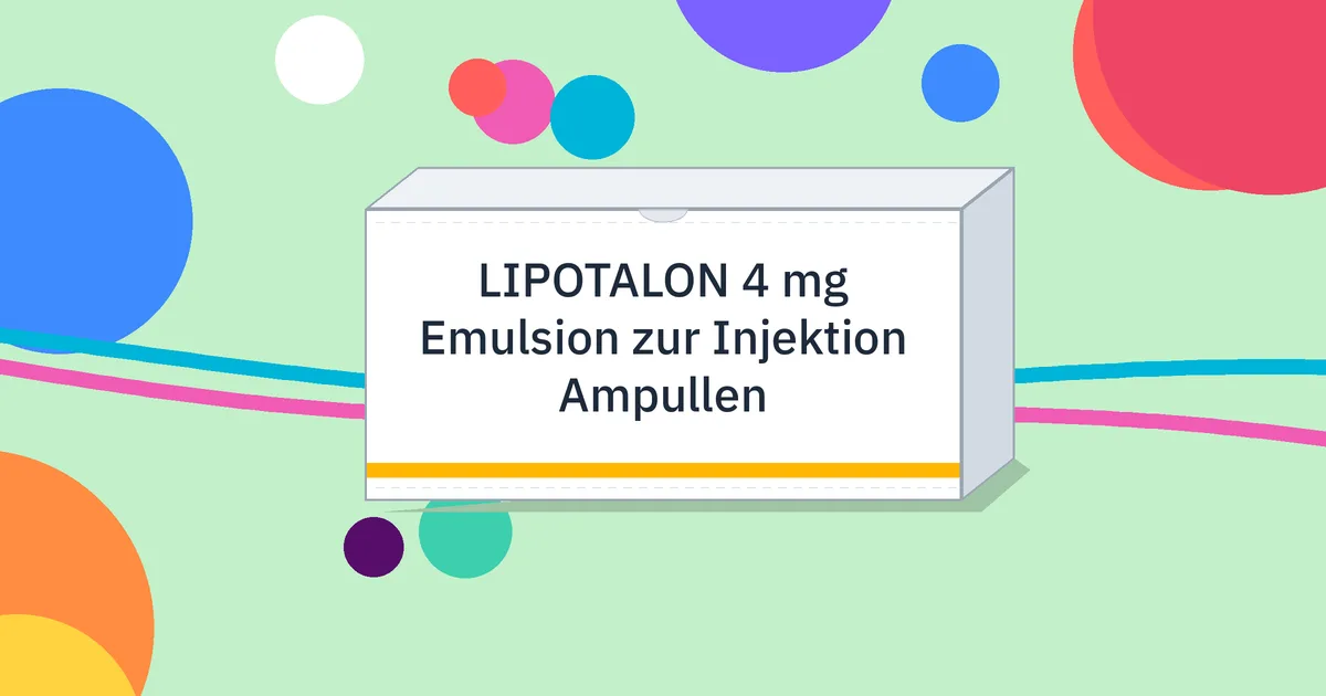 Symbolbild: Packung mit der Aufschrift LIPOTALON 4 mg Emulsion zur Injektion Ampullen (PZN 04848773) – Verfügbarkeit und Bezug in Apotheken in Frankfurt am Main