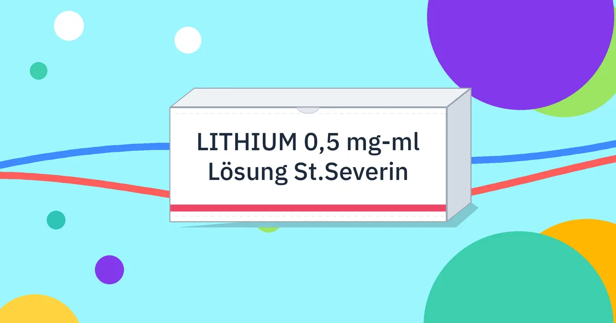 Symbolbild: Packung mit der Aufschrift LITHIUM 0,5 mg-ml Lösung St.Severin (PZN 20346924) – Verfügbarkeit und Bezug in Apotheken in Frankfurt am Main