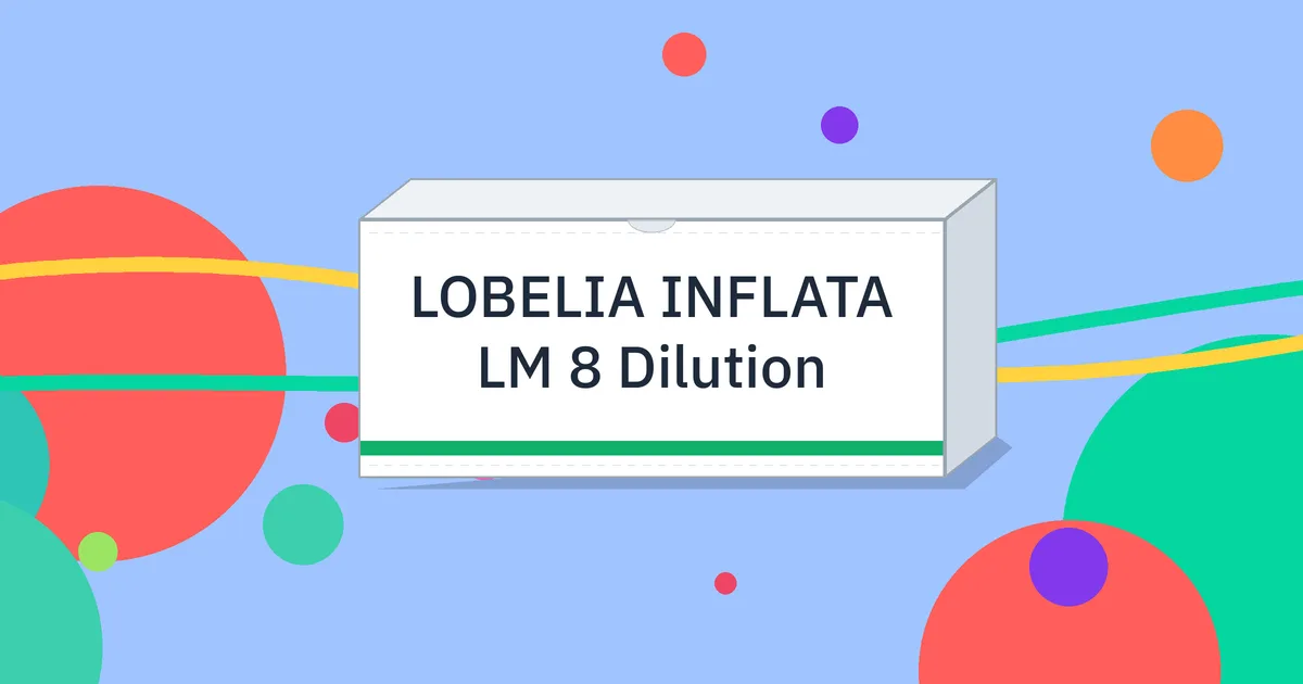 Symbolbild: Packung mit der Aufschrift LOBELIA INFLATA LM 8 Dilution (PZN 13533784) – Verfügbarkeit und Bezug in Apotheken in Frankfurt am Main