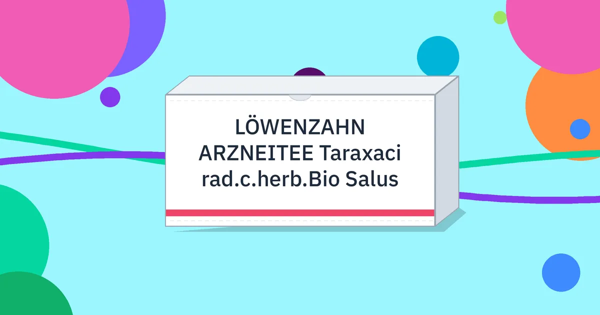Symbolbild: Packung mit der Aufschrift LÖWENZAHN ARZNEITEE Taraxaci rad.c.herb.Bio Salus (PZN 05351773) – Verfügbarkeit und Bezug in Apotheken in Frankfurt am Main