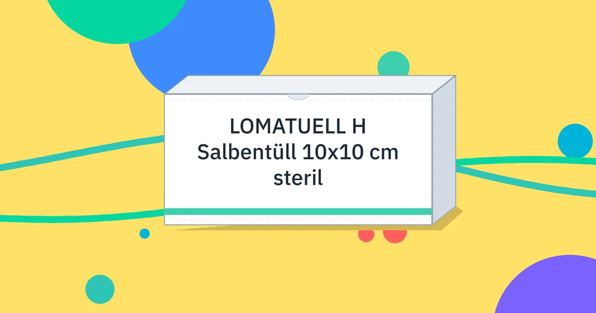 Symbolbild: Packung mit der Aufschrift LOMATUELL H Salbentüll 10x10 cm steril (PZN 16736594) – Verfügbarkeit und Bezug in Apotheken in Frankfurt am Main