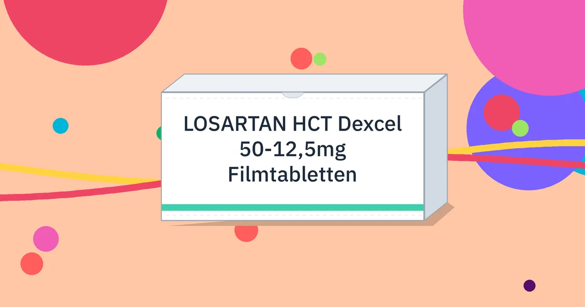 Symbolbild: Packung mit der Aufschrift LOSARTAN HCT Dexcel 50-12,5mg Filmtabletten (PZN 09333588) – Verfügbarkeit und Bezug in Apotheken in Frankfurt am Main