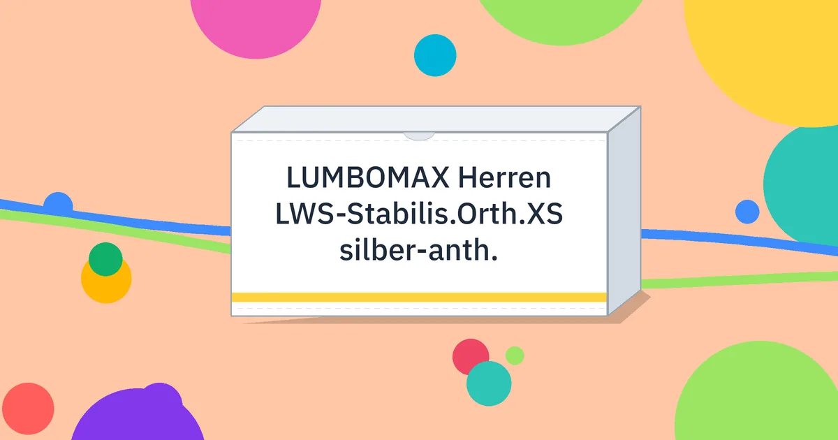 Symbolbild: Packung mit der Aufschrift LUMBOMAX Herren LWS-Stabilis.Orth.XS silber-anth. (PZN 11097586) – Verfügbarkeit und Bezug in Apotheken in Frankfurt am Main