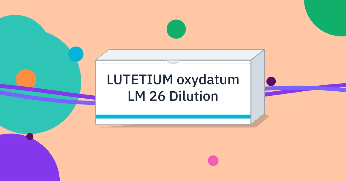 Symbolbild: Packung mit der Aufschrift LUTETIUM oxydatum LM 26 Dilution (PZN 12934972) – Verfügbarkeit und Bezug in Apotheken in Frankfurt am Main