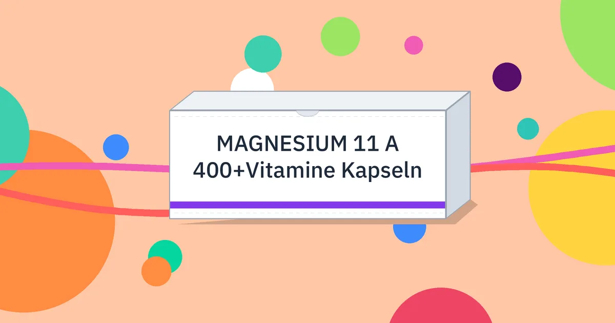 Symbolbild: Packung mit der Aufschrift MAGNESIUM 11 A 400+Vitamine Kapseln (PZN 09899568) – Verfügbarkeit und Bezug in Apotheken in Frankfurt am Main