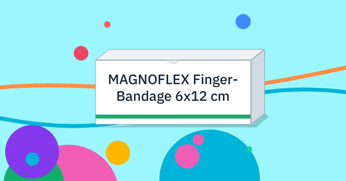 Symbolbild: Packung mit der Aufschrift MAGNOFLEX Finger-Bandage 6x12 cm (PZN 10045268) – Verfügbarkeit und Bezug in Apotheken in Frankfurt am Main