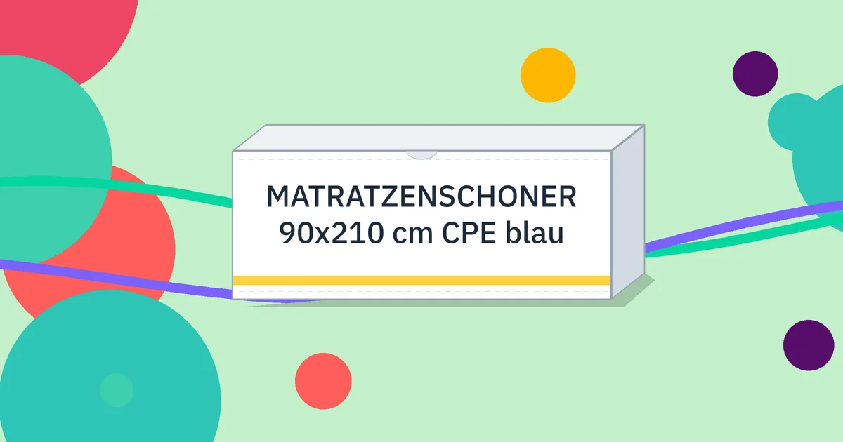 Symbolbild: Packung mit der Aufschrift MATRATZENSCHONER 90x210 cm CPE blau (PZN 20606934) – Verfügbarkeit und Bezug in Apotheken in Frankfurt am Main