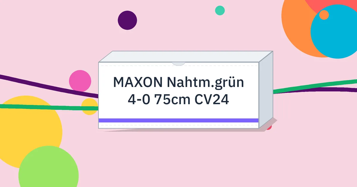Symbolbild: Packung mit der Aufschrift MAXON Nahtm.grün 4-0 75cm CV24 (PZN 18258963) – Verfügbarkeit und Bezug in Apotheken in Frankfurt am Main