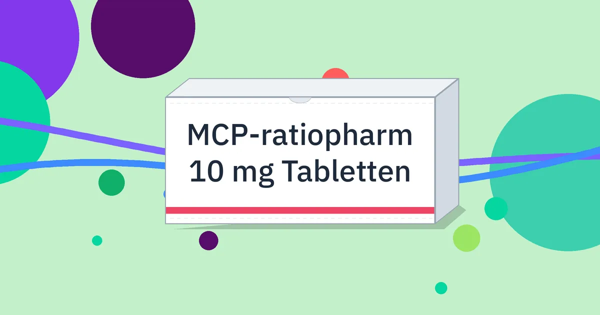 Symbolbild: Packung mit der Aufschrift MCP-ratiopharm 10 mg Tabletten (PZN 09123508) – Verfügbarkeit und Bezug in Apotheken in Frankfurt am Main